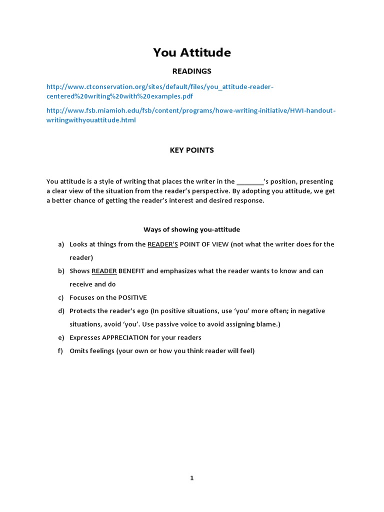 You Attitude Exercise | PDF | Retail | Business