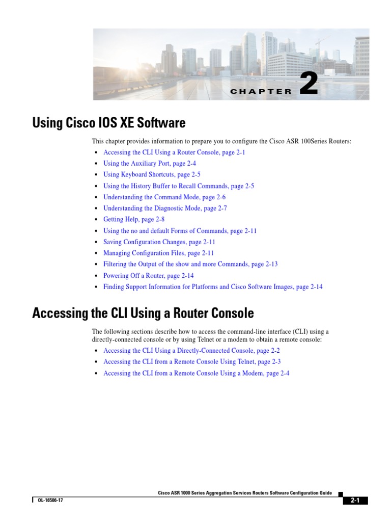 Using Cisco IOS XE Software: Cisco ASR 1000 Series Aggregation Services Routers Software ...