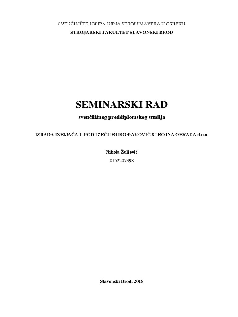Nikola Žuljević-Seminarski Rad (Primjer Pravilno Napisanog Završnog Rada) | PDF