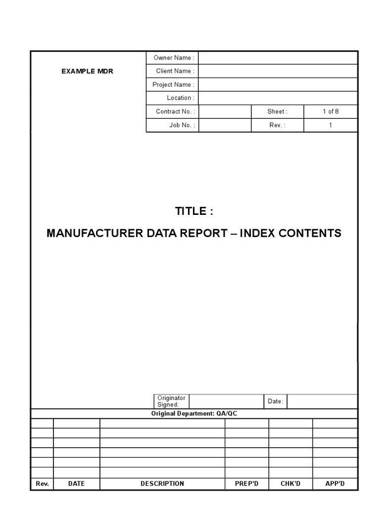 Example MDR Procedure | Specification (Technical Standard) | Welding