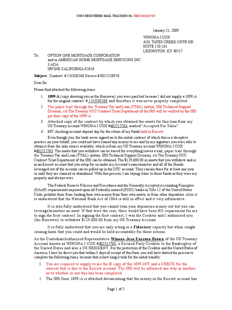Updated Letter To Escrow Holder 1a Option One 129600 | PDF | Deposit ...