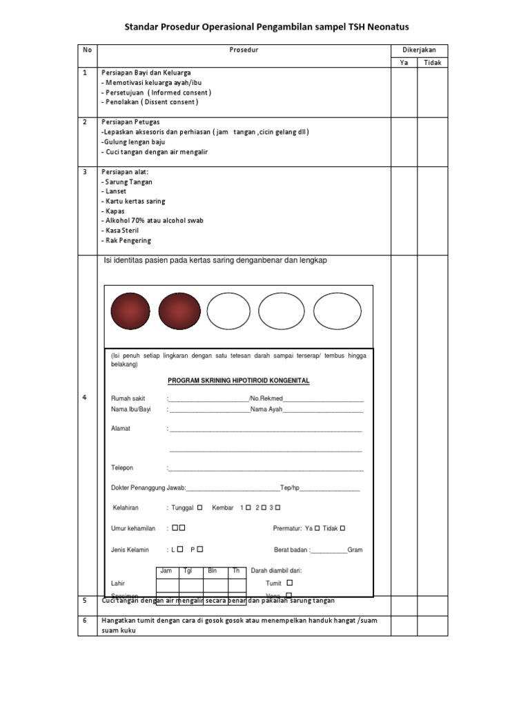 Prosedur Pengambilan Sampel TSH Neonatus | PDF | Pengembangan Diri ...