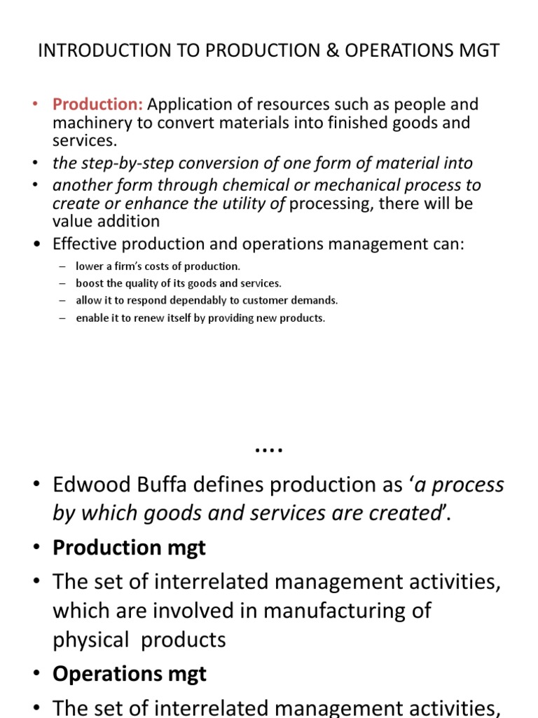 Introduction To Production & Operations MGT | PDF | Operations ...