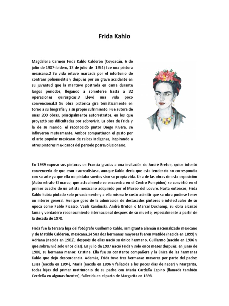 Biografia Frida Kahlo | PDF | Pinturas | Artes (general)