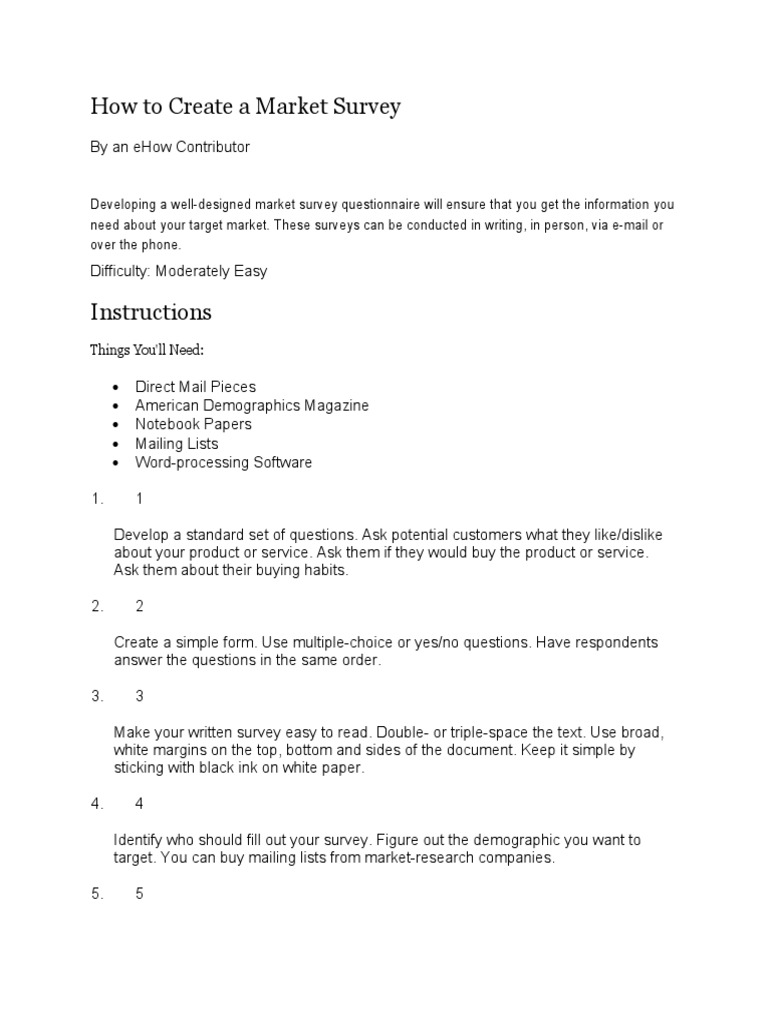 Creating Effective Market Surveys | PDF