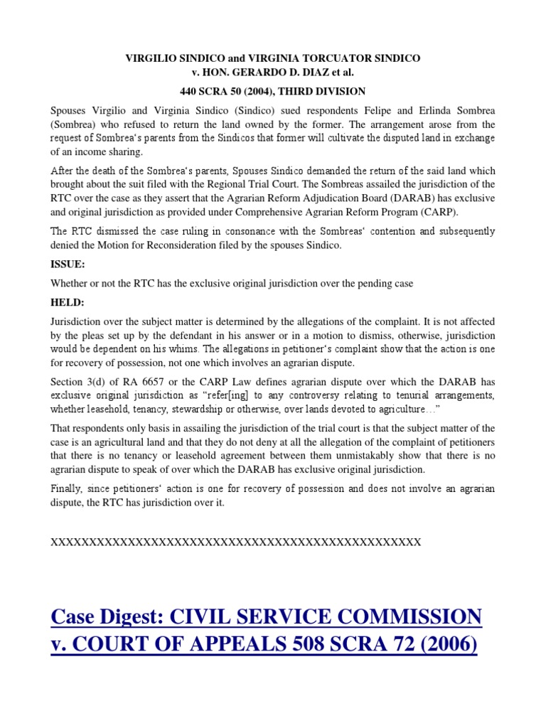 Case Digest: Civil Service Commission v. COURT OF APPEALS 508 SCRA 72 ...