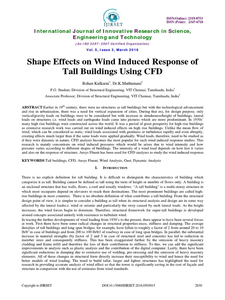 Shape Effects On Wind Induced Response of Tall Buildings Using CFD ...