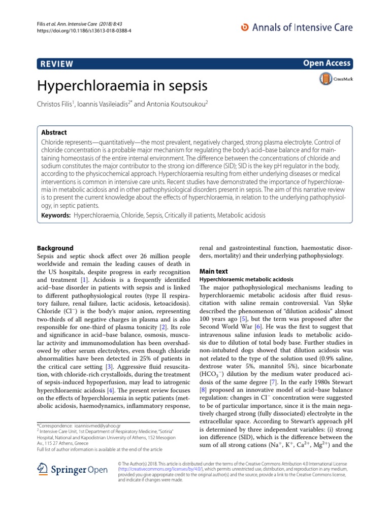 Hipercloremia en Sepsis | PDF | Sepsis | Saline (Medicine)