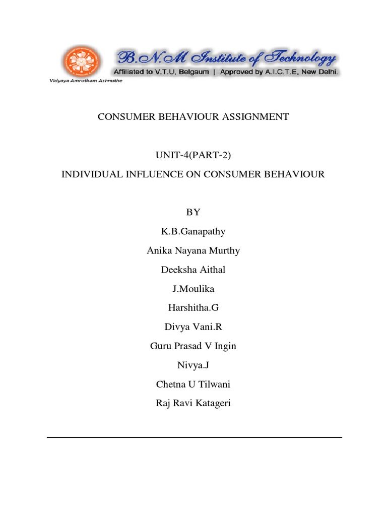 Consumer Behaviour Assignment | PDF | Motivation | Motivational