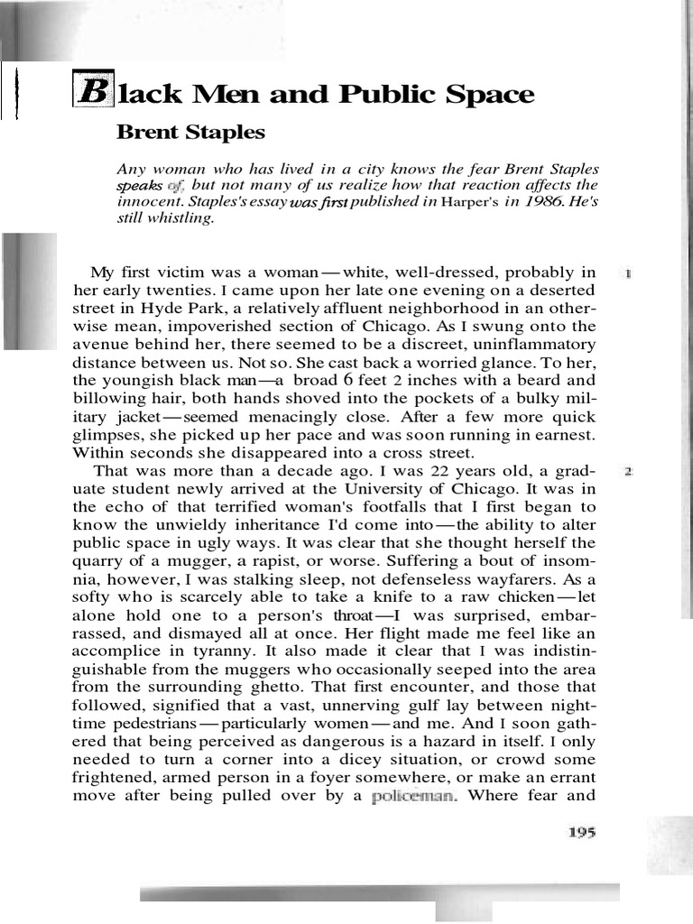 Black Men and Public Space PDF | PDF | Causality | Essays