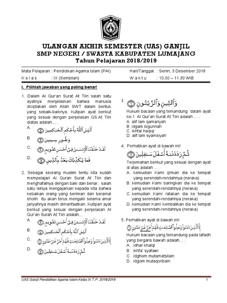 Naskah Soal Uas Pai 9 Ganjil | PDF