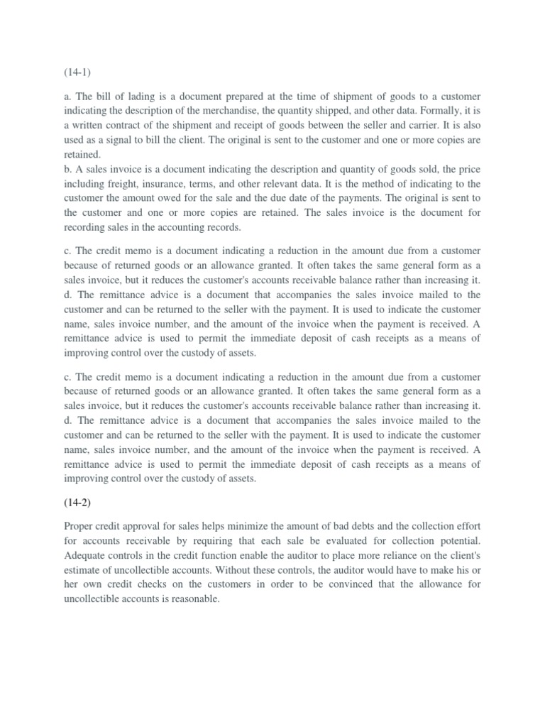 Kunci Jawaban Auditing Chapter 14 Arens 15th Edition | PDF | Invoice ...