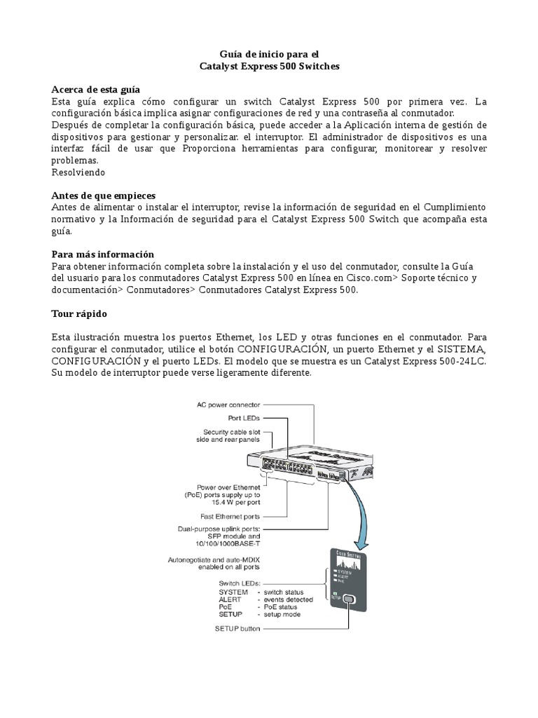 Guia Rapida para El Cisco Catalyst 500 Series | PDF | Dirección IP ...