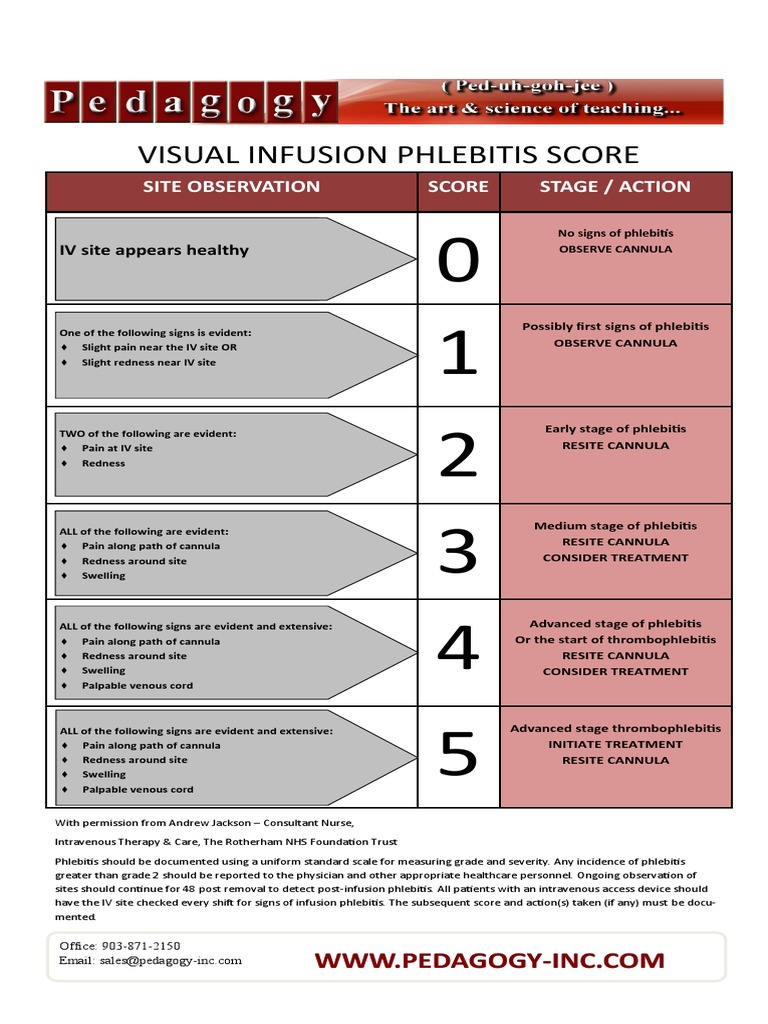 Phlebitis Scale Aj | Intravenous Therapy | Medicine