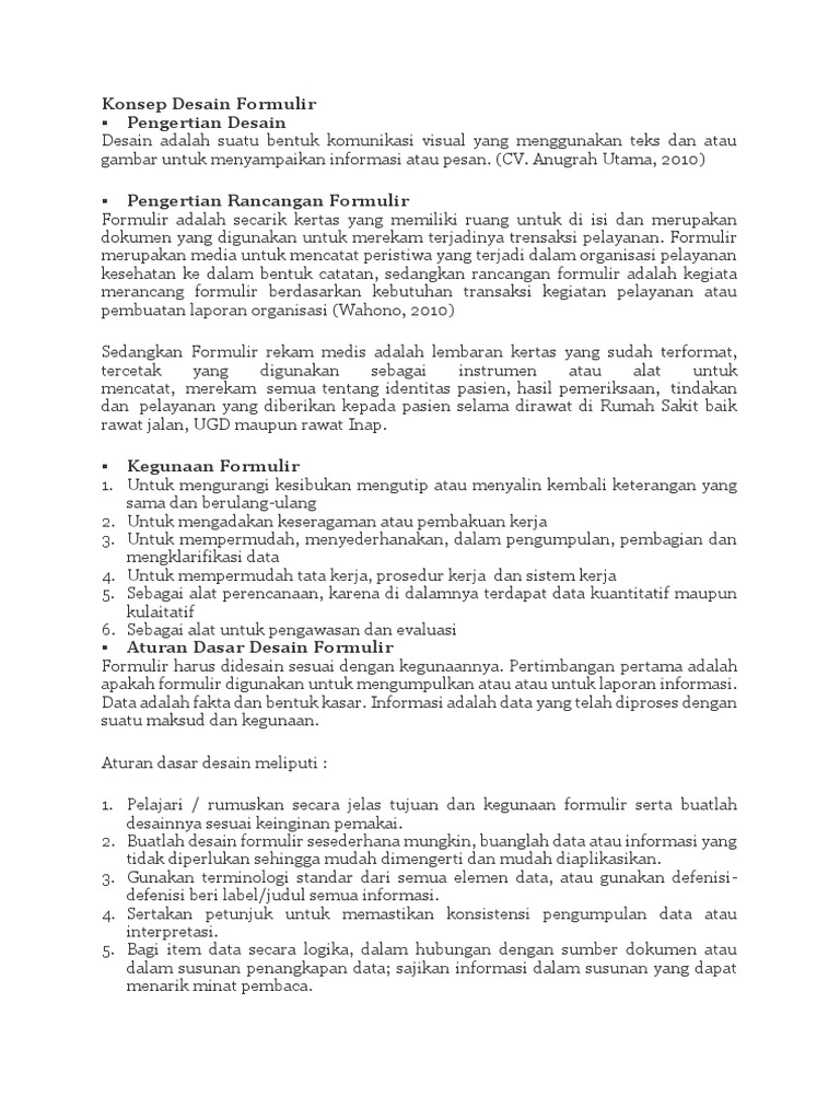 Konsep Desain Formulir | PDF