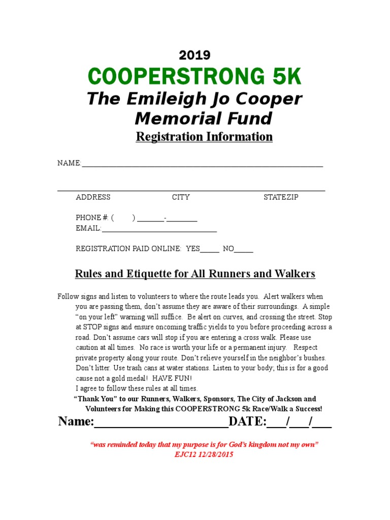Cooperstrong 5k Registration Rules and Waiver 2019 | PDF | Justice ...