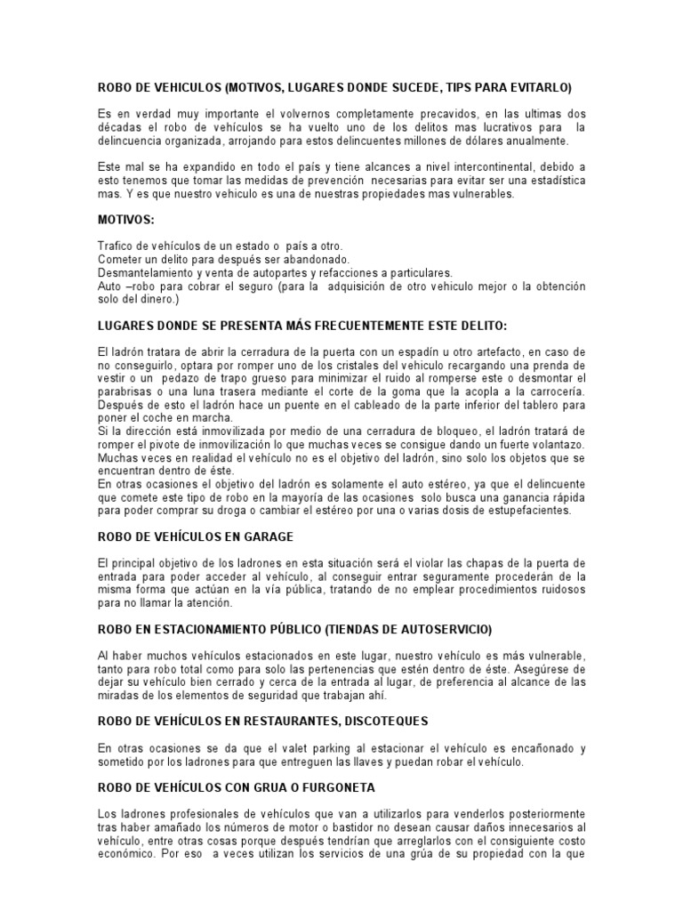 Robo de Vehiculos | PDF | Robo | Motocicleta