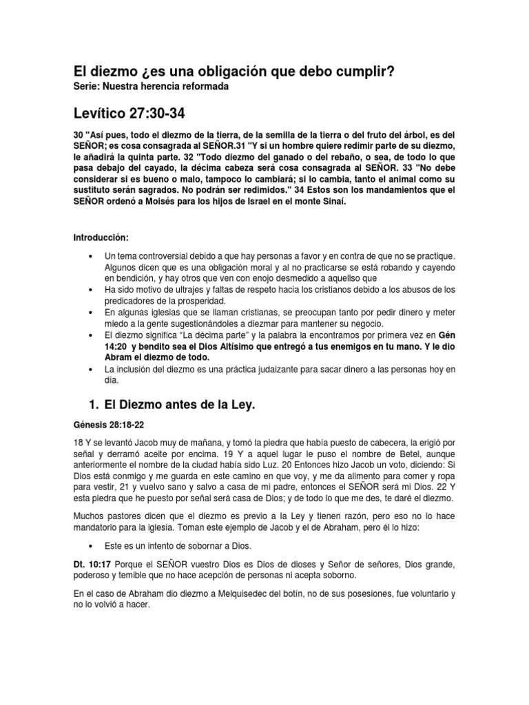 El Diezmo en la Biblia: ¿Obligación o Elección? | PDF | Diezmo | Jacob