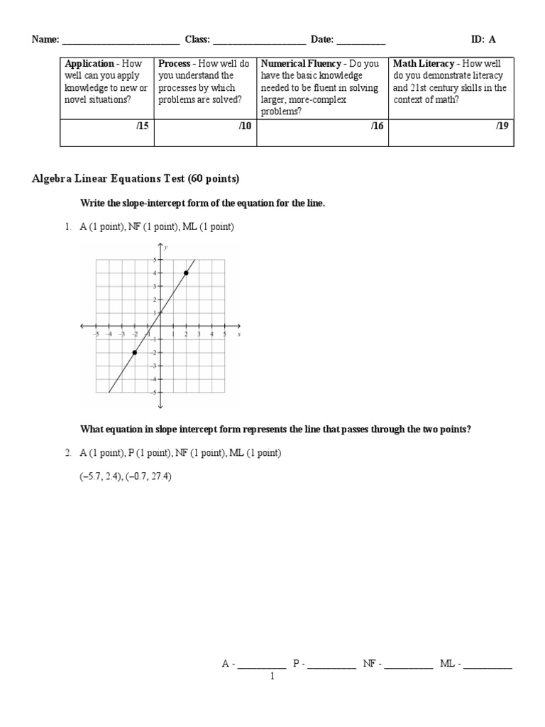 Topic 2 Test | PDF | Equations | Algebra