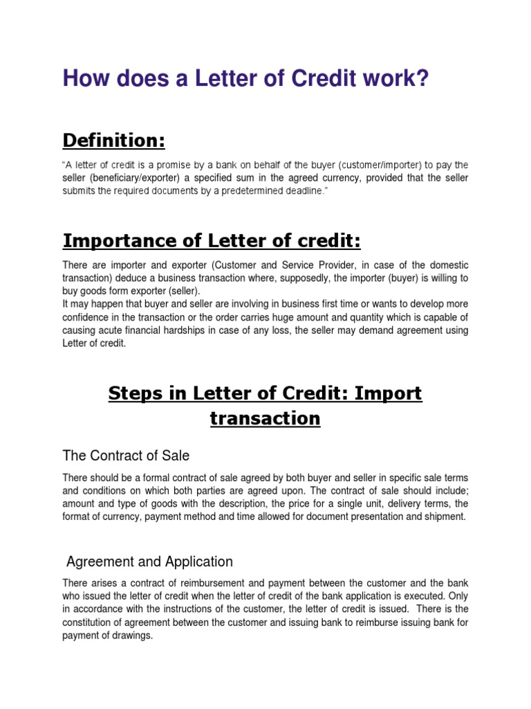 How Does A Letter of Credit Work | PDF | Letter Of Credit | Invoice