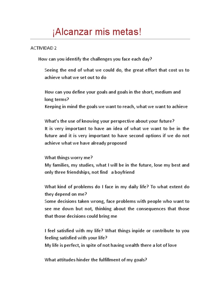 Alcanzar Mis Metas | PDF