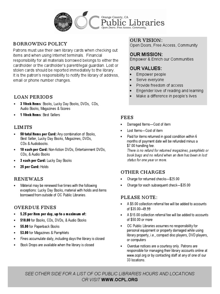 OC Public Libraries Locations | PDF | Audiobook | Libraries