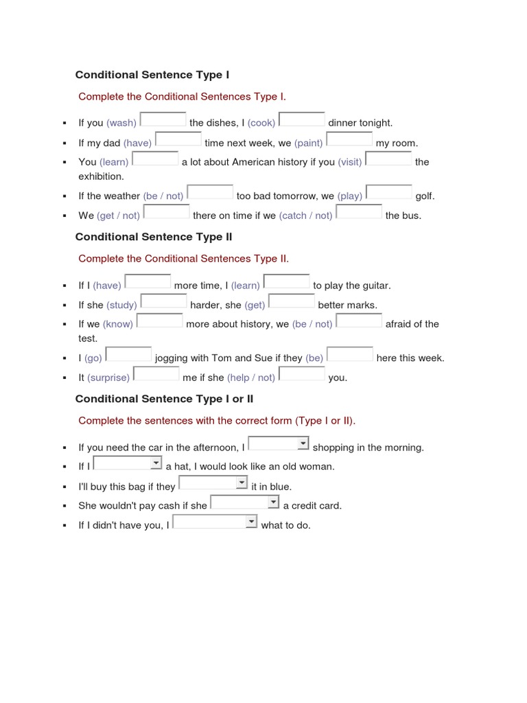 Type 1 Conditional Sentence Exercises | PDF