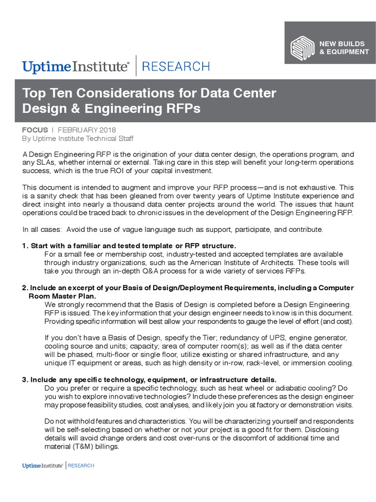 UPTIME Design Build N Operate RFP For Data Center | PDF | Data Center ...