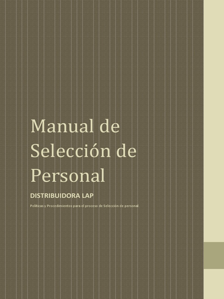 Manual de Selección de Personal PDF | PDF | Gestión de recursos humanos | Reclutamiento