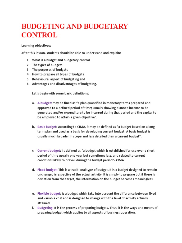 Budgeting and Budgetary Control PDF | PDF | Labour Economics | Business