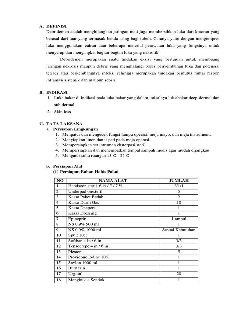 Resume Instek Bedah - Debridement Combustio 40% Grade Iia | PDF