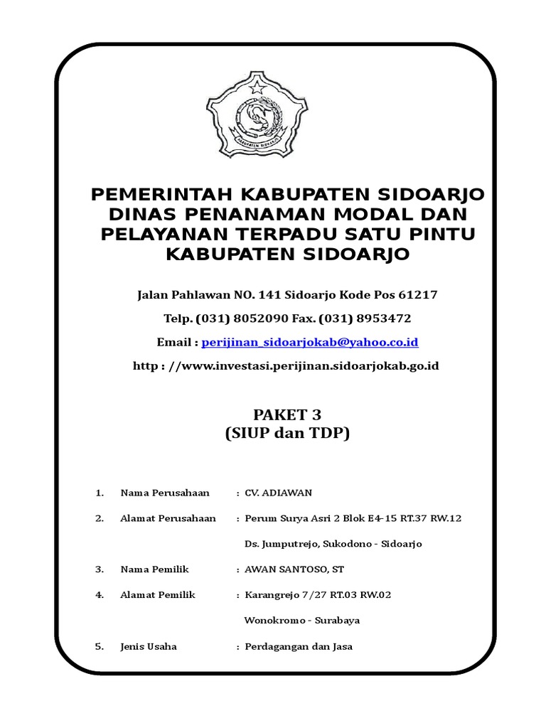 Form Perpanjangan SIUP | PDF | Bisnis | Pengelolaan Keuangan & Uang