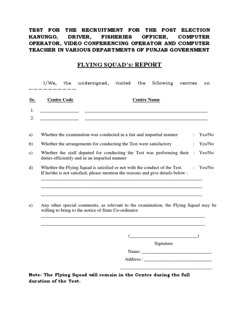 Report of Flying Squad | PDF