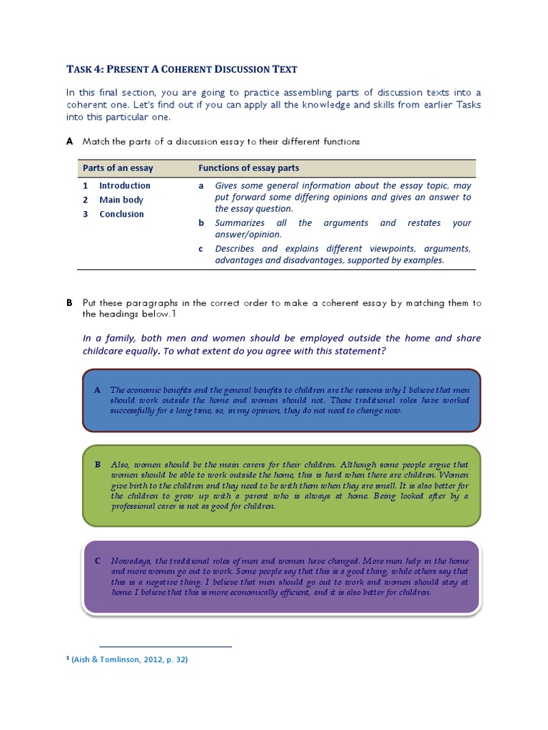 Assembling a Coherent Discussion Essay | PDF | Essays | Argument