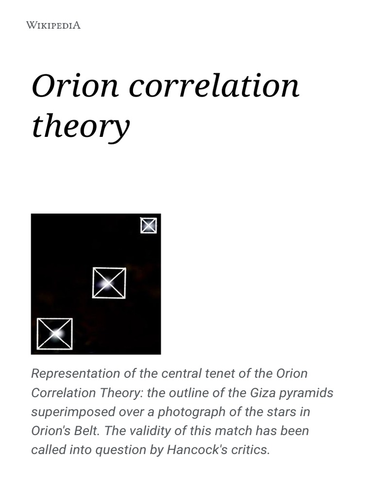 Analysis of the Orion Correlation Theory: Evaluating Claims of an ...