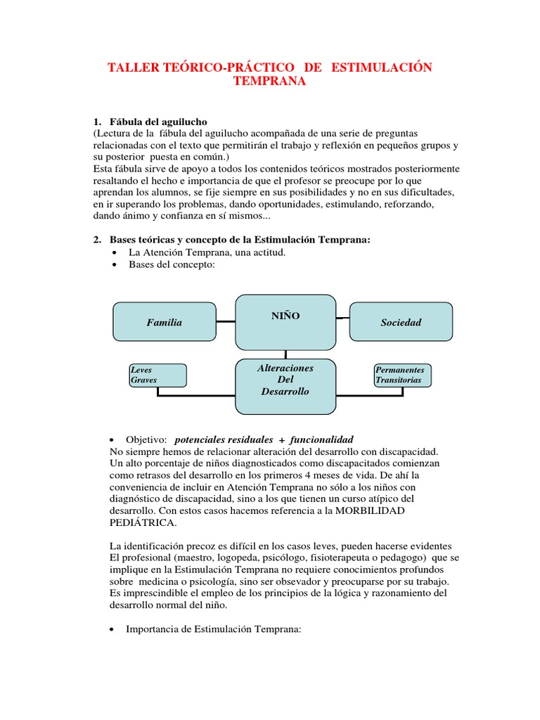 TALLER Estimulacion Temprana PDF | PDF | Invalidez | Aprendizaje