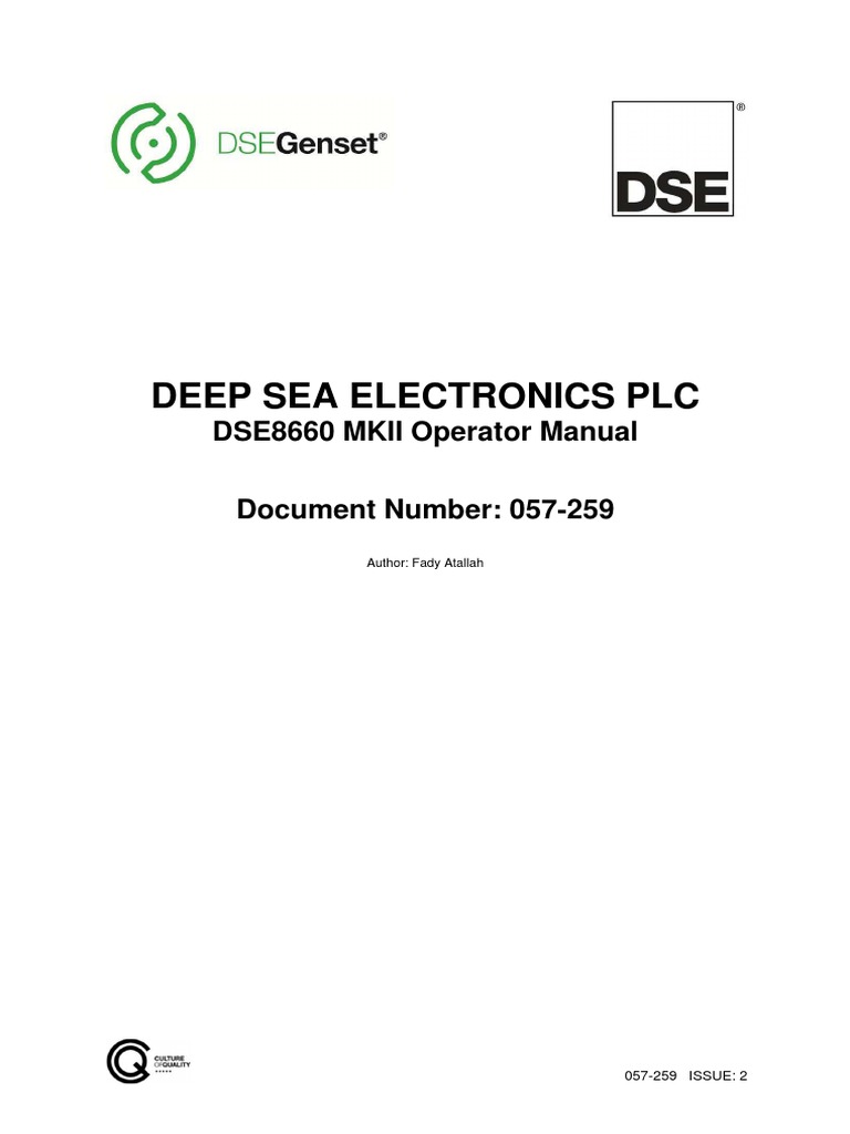 Deep Sea Electronics PLC: DSE8660 MKII Operator Manual | PDF ...