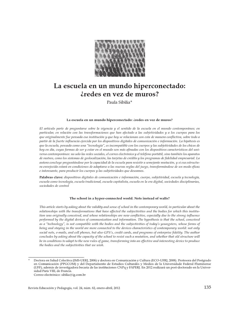 Sibilia Paula La Escuela en Un Mundo Hiperconectado Redes en Vez de ...
