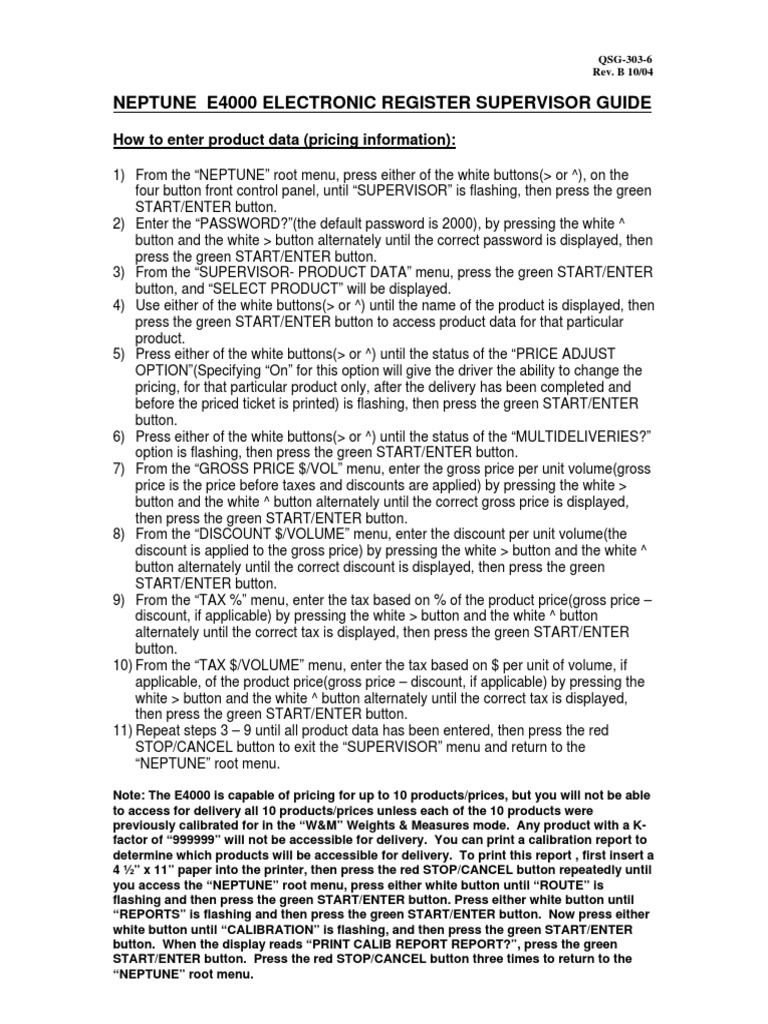 Neptune E4000 Supervisor Guide | PDF | Menu | Computing