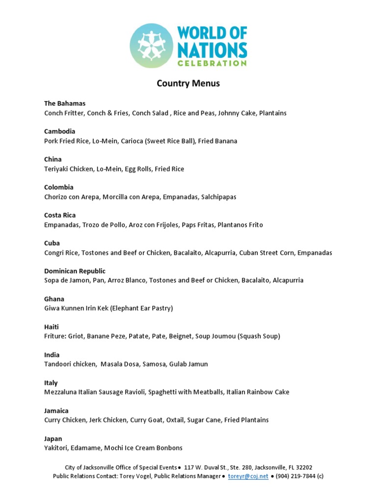 World of Nations Menu 2019 | PDF