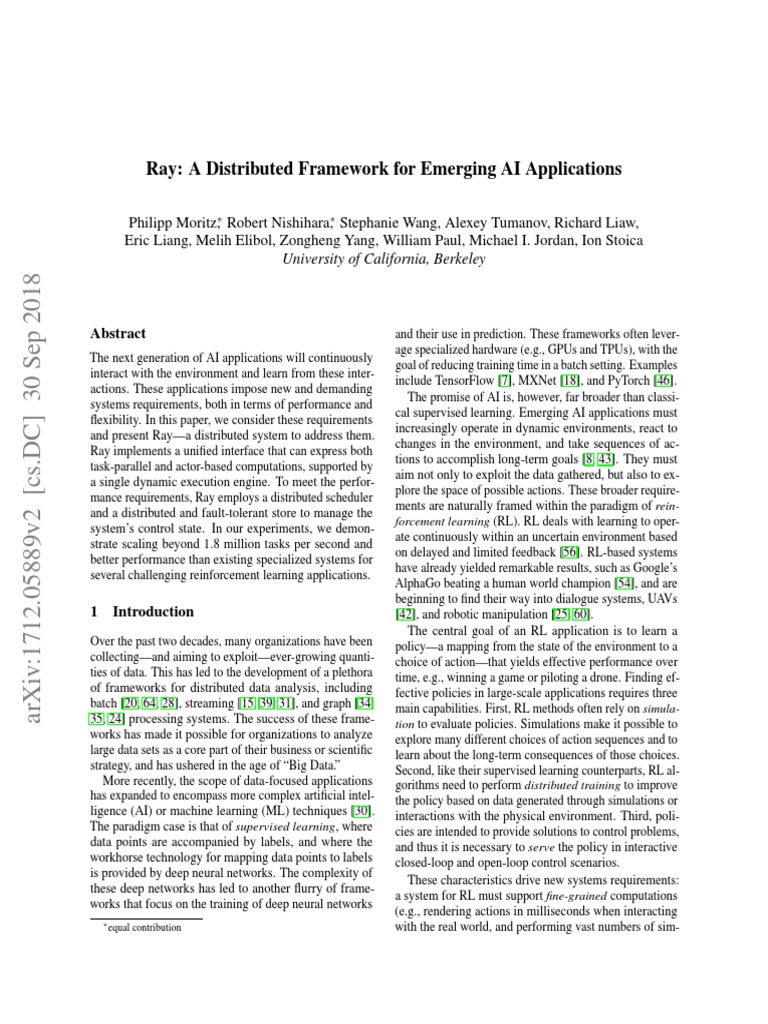 Ray A Distributed Framework Pdf Scheduling Computing Simulation 3935