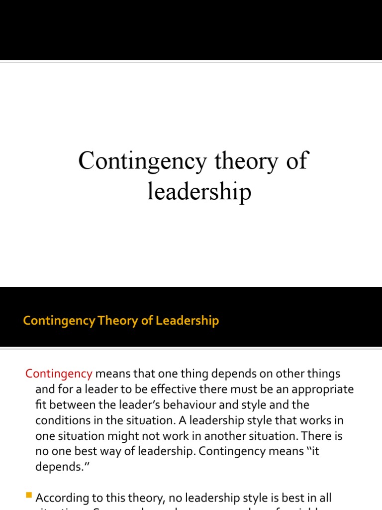 Contingency Theory of Leadership-Presentation | PDF | Leadership ...