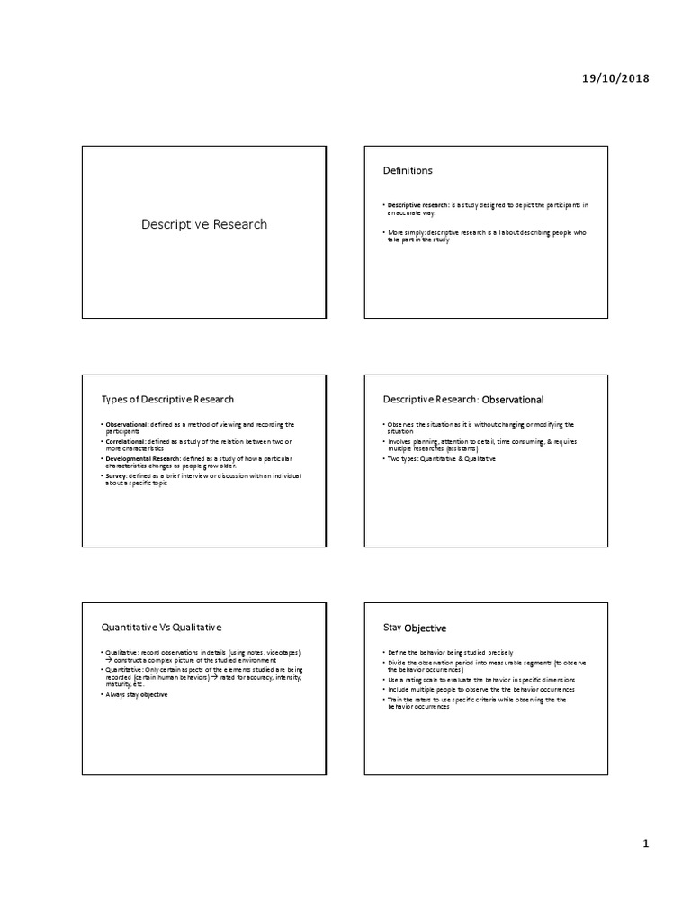 Descriptive Research Methods Guide | PDF | Sampling (Statistics ...