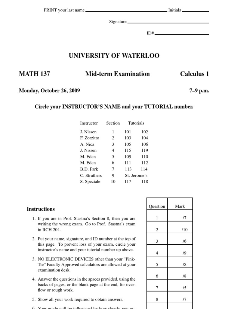 University of Waterloo: Monday, October 26, 2009 7-9 P.M | PDF ...