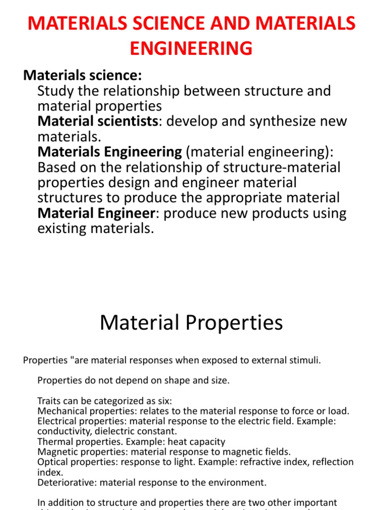 Understanding the Fundamental Relationships Between Structure, Properties, Processing and ...