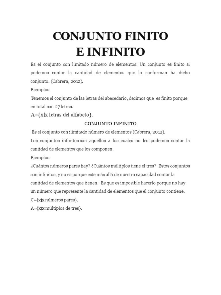 Conjunto Finito e | PDF | Conjunto (Matemáticas) | infinito