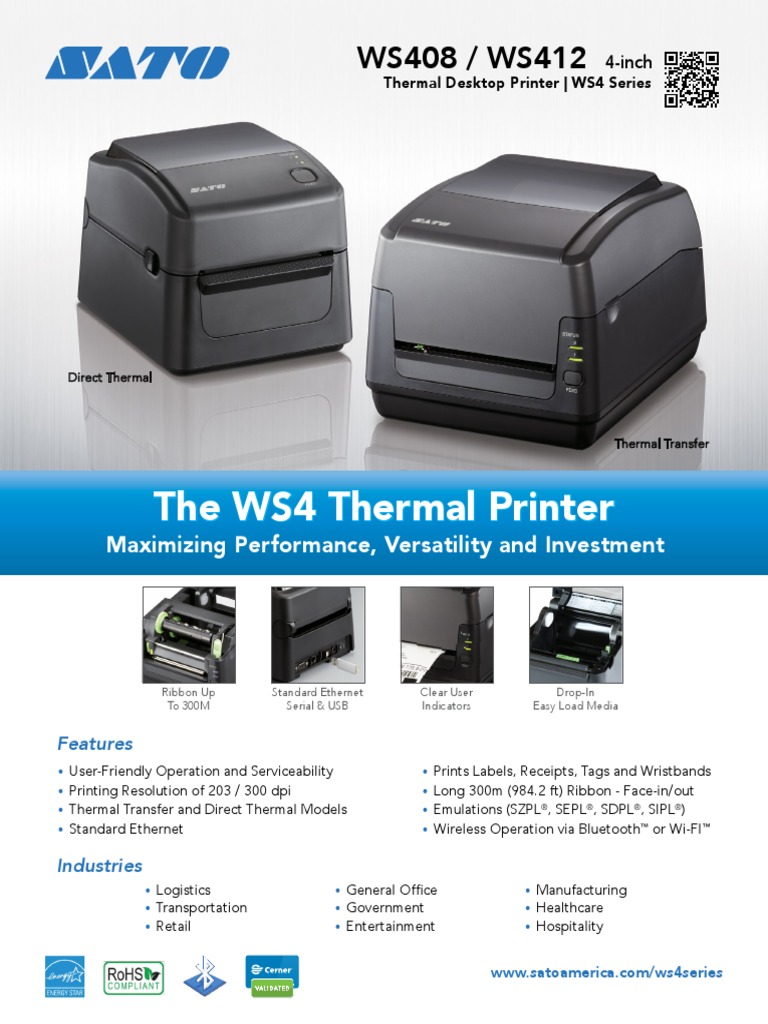 WS4 Series Datasheet | PDF | Printer (Computing) | Universal Product Code