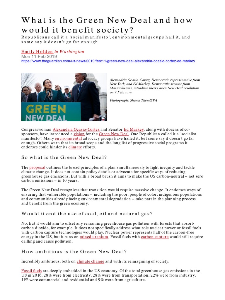 Understanding the Green New Deal Benefits | PDF | Global Warming ...