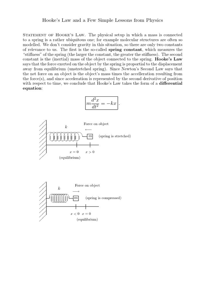Hooke's Law and A Few Simple Lessons From Physics | PDF | Ordinary ...