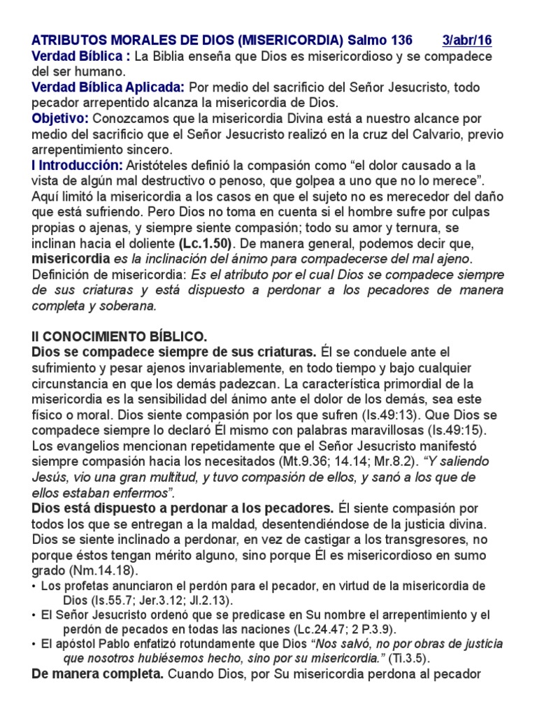Atributos Morales de Dios | PDF | Misericordia | Pecado